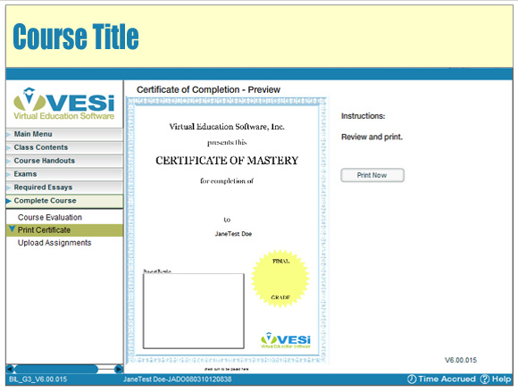 VESi Online or CD-Rom Course Help :: How to Complete Course Demo